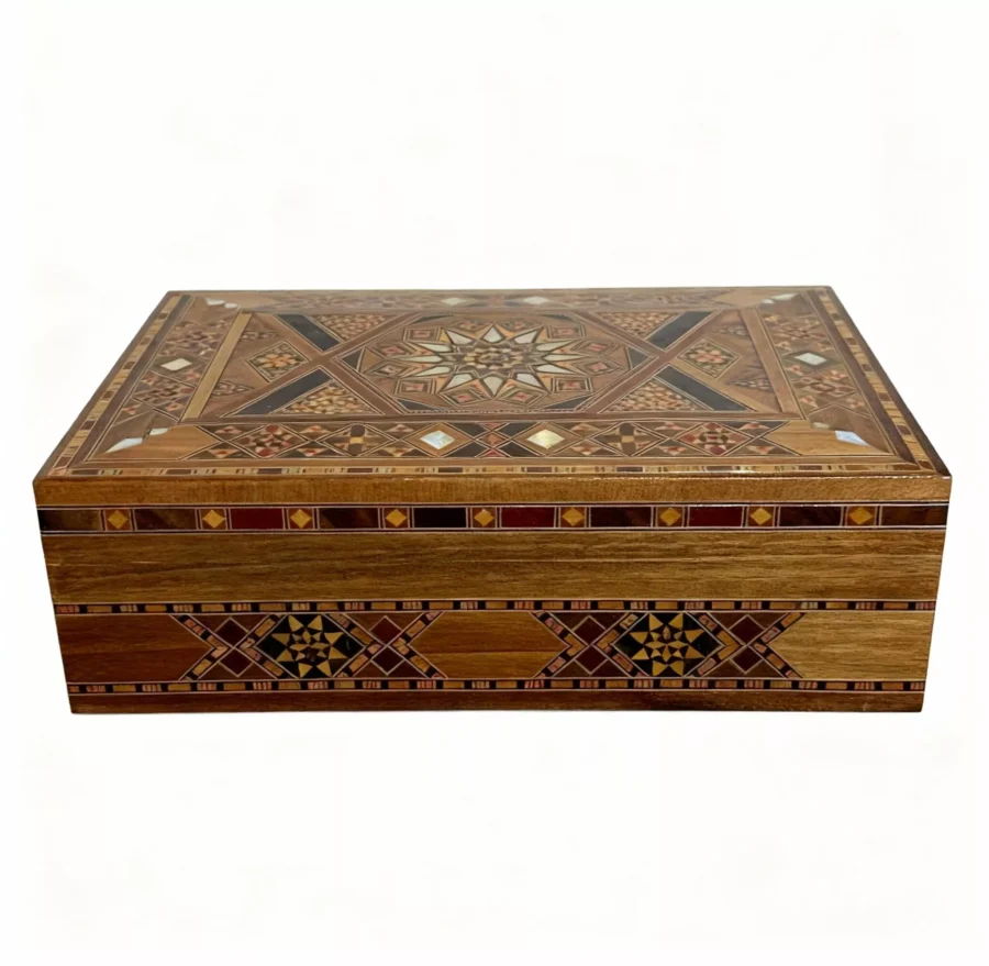 Premium Wood Inlay Keepsake Box - Rich Mosaic Craftsmanship